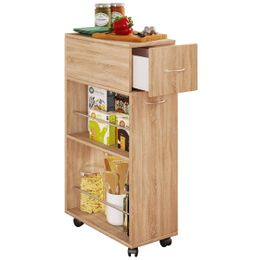 K&uuml;chenbuffet Vcm "Nische K&uuml;chenwagen Sevierwagen Tusal Schublade", braun (sonoma, eiche), B:25cm T:50cm, Obermaterial: 100% Holz Wood., Schr&auml;nke