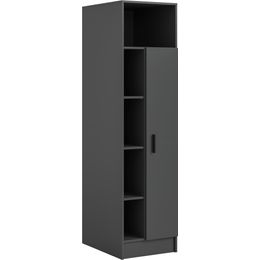 Mehrzweckschrank Welltime "FALAS, H&ouml;he 195cm, 1 T&uuml;r, 1 Kleiderstange, 5 offene F&auml;cher", anthrazit nb, B:50cm H:195cm T:68cm, Holzwerkstoff, Schr&auml;nke, Mehrzweckschrank, Universalschrank, W&auml;scheschrank, Badezimmer, Hauswirtschaftsschrank