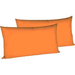 Kissenbezug Fleuresse "Colours Mako Satin, 100% Baumwolle, mit Rei&szlig;verschluss", orange (hellorange), B:40cm L:80cm, Mako-Satin, Obermaterial: 100% Baumwolle, Kissenbez&uuml;ge, Kissenbezug, Mako Satin, gl&auml;nzend, glatt, Premium Qualit&auml;t