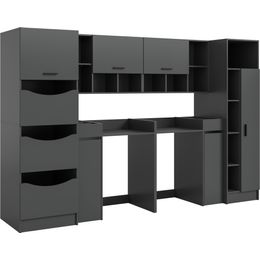 Badm&ouml;bel-Set Welltime "FALAS, 8-teilig, Hauswirtschaftsraum Set, Breite 300 cm", anthrazit nb, B:300cm H:195cm T:68cm, Holzwerkstoff, Kastenm&ouml;bel-Sets, Badm&ouml;bel-Set, Kombination, Waschmaschinenumbau, Waschmaschinenschrank, W&auml;schekammer