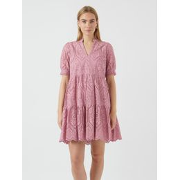 Blusenkleid Y.A.S "YASHOLI SS DRESS S. NOOS", Damen, Gr. S (36), N-Gr, lila (lilas), Web, Obermaterial: 100% Baumwolle, unifarben, V-Ausschnitt, Kleider Blusenkleid, Sommerkleid