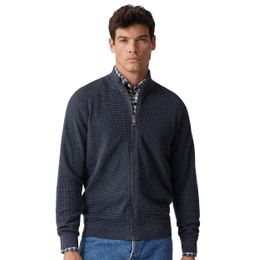Strickjacke Casamoda "Casamoda Strickjacke uni", Herren, Gr. L, blau (dunkelblau), 100% Baumwolle, Strickjacken Strickjacke