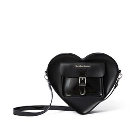 Umh&auml;ngetasche Dr. Martens, Damen, Gr. B/H/T: 28cm x 20,5cm x 7,5cm, schwarz, schwarz, Leder, Taschen Umh&auml;ngetasche, Damen Handtasche, Schultertasche mit Logoschriftzug, in Herzform
