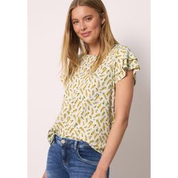 Rundhalsshirt STREET ONE STUDIO, Damen, Gr. 36, sanftes wei&szlig;, Stoff, 95% Viskose, 5% Elasthan, gebl&uuml;mt, regular fit normal, Rundhals, abgesteppt, Shirts Rundhalsshirt, aus strecthigem Viskosematerial