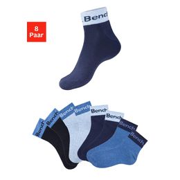 Kurzsocken Bench., Damen, Gr. 35-38, blau (2x marine, 2x blau, 2x dunkel jeans meliert, 2x hell jeans meliert), Baumwolle, Elasthan, Polyamid, unifarben, elastisch, Socken, mit eingestricktem Schriftzug am B&uuml;ndchen