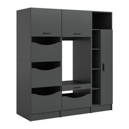 Badm&ouml;bel-Set Welltime "FALAS, 3-teilig, Hauswirtschaftsraum Set, Breite 176 cm", anthrazit nb, B:176cm H:195cm T:68cm, Holzwerkstoff, Kastenm&ouml;bel-Sets, Badm&ouml;bel-Set, Kombination, Waschmaschinenumbau, Waschmaschinenschrank, W&auml;schekammer
