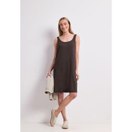 Sommerkleid Street One, Damen, Gr. 34, EURO-Gr&ouml;&szlig;en, espresso braun, Stoff, 95% Viskose, 5% Elasthan, unifarben, regular fit knielang, Rundhals, abgesteppt, Kleider Sommerkleid, aus Viskose
