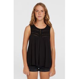 O`Neill Tanktop O'NEILL "ESSENTIALS TOKEENA EMBROIDERY TANK", Damen, Gr. S (36), schwarz (schwarz out), Obermaterial: 94% Viskose, 6% Elasthan, Tops Tanktop