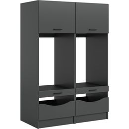 Mehrzweckschrank-Set Welltime "FALAS, 2-teilig, Hauswirtschaftsraum Set, Breite 133 cm", anthrazit nb, B:133cm H:195cm T:68cm, Holzwerkstoff, Kastenm&ouml;bel-Sets, Kombination, Waschmaschinenumbau, Waschmaschinenschrank, W&auml;schekammer