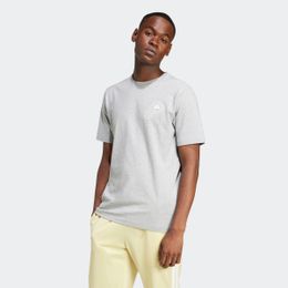T-Shirt adidas Sportswear "LOUNGE VERBIAGE CIRCLE GRAPHIC", Herren, Gr. XXL, grau (medium grau heather), Obermaterial: 100% Baumwolle, Rundhals, Shirts T-Shirt, lockere Passform, mit sportlichem Grafikprint, ohne Verschluss