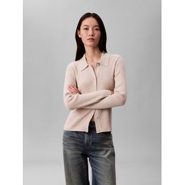 Strickjacke Calvin Klein Jeans, Damen, Gr. XXL (46), tuscan beige, Strick, Obermaterial: 65% Polyester, 35% metallisierte Fasern, unifarben, regular fit taillenbedeckt, Rundhals, eingesetzt gerader Abschluss, Strickjacken Strickjacke, Regular fit mit Glitzer und Rundhalsausschnitt
