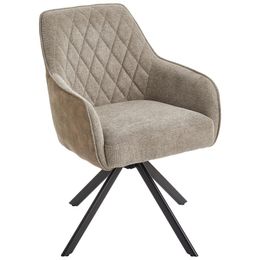 Livetastic Armlehnstuhl, Schwarz, Braun, Holz, Metall, Textil, Pappel, Sperrholz, F&uuml;llung: Schaumstoff, Taschenfederkern, Drehkreuz, 60x87x65 cm, Sitzfl&auml;che 360&deg; drehbar, inklusive Armlehnen, Esszimmer, St&uuml;hle, Esszimmerst&uuml;hle, Armlehnenst&uuml;hle