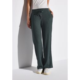 Stoffhose Street One, M&auml;dchen, Gr. 46, L&auml;nge 30, gr&uuml;n (marshy gr&uuml;n), Web, Obermaterial: 55% Polyester, 44% Viskose, 1% Elasthan, Strukturmuster, loose fit kn&ouml;chellang, Hosen Stoffhose, Sommerhose mit Struktur