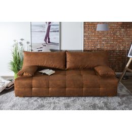 Schlafsofa Collection AB "Bella, B: 196 cm, Liegefl. 145x196 cm", braun (cognac), B:196cm H:45cm T:96cm, 100%Polyester, Sofas, Schlafsofa, Bettfunktion, Bettkasten & 2 Armlehnenkissen, Federkern