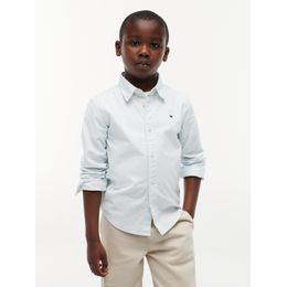 Langarmhemd Tommy Hilfiger, Jungen, Gr. 6 (116), N-Gr, sky blau stripes, Web, Obermaterial: 98% Baumwolle, 2% Elasthan, gestreift, regular fit taillenbedeckt, Rundhals, eingesetzt Manschette, Hemden, Kinder bis 16 Jahre mit Button-Down-Kragen