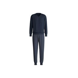 Schlafanzug Calida "Pyjama Relax Streamline Pyjama", Herren, Gr. L, bunt (blau), Obermaterial: 100% Baumwolle CO., Homewear-Sets Schlafanzug
