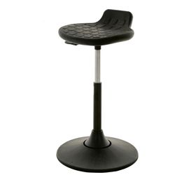 STIER Drehhocker Multibeweglich PU-Sitz schwarz 490-680mm 12&deg; Neigung R&uuml;ckenst&uuml;tze (907643)