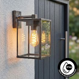 hofstein Gramilla Au&szlig;enwandleuchte Schwarz, Silber, 1-flammig
