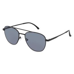 Fielmann BD 556 SUN CL | Unisex-Sonnenbrille | Fassung: Vollrand, Pilot, Edelstahl, Schwarz Matt | Glasfarbe: Blaugrau