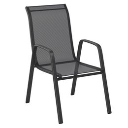 Ambia Garden Stapelstuhl, Anthrazit, Schwarz, Metall, Kunststoff, Textil, Flachrohr, 54x93x74 cm, stapelbar, Gartenm&ouml;bel, Gartenst&uuml;hle, Gartenst&uuml;hle stapelbar