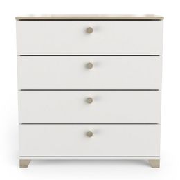 KOMMODE mit 4 Schubladen, Dekor Eiche Kronberg und Wei&szlig; - L79,7 cm