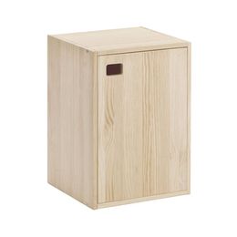 KOMMODE aus massiver Kiefer mit einer T&uuml;r und einem h&ouml;henverstellbaren Einlegeboden - L37 x H53,5 cm