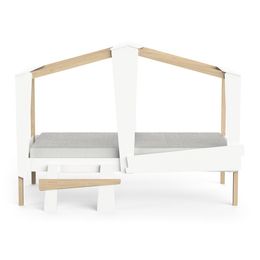HAUSBETT 90x200 cm mit Schublade Wei&szlig; und Eichedekor - CABANE