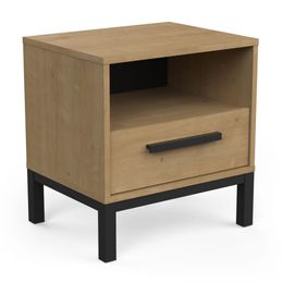 Demeyere NACHTTISCH mit 1 Schublade und 1 Nische, Dekor Eiche und Mattschwarz Craft - L44,6 cm