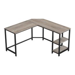 ECKSCHREIBTISCH mit 2-stufigem Regal im Industrial-Stil