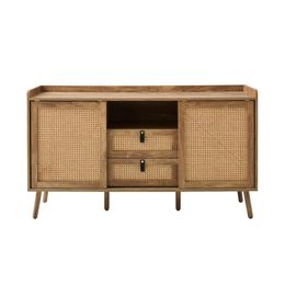 SIDEBOARD mit 2 T&uuml;ren und 2 Schubladen mit Rattanfronten 39/140/80 cm