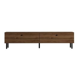 TV-M&Ouml;BEL mit 2 Klappen in Nussbaumdekor und schwarzen Metallf&uuml;&szlig;en 160/25/37 cm