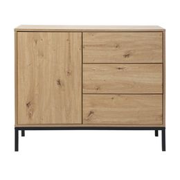 KOMMODE 1 T&uuml;r 3 Schubladen Eiche-Dekor FSC-zertifiziert 40/80/90 cm