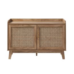 SIDEBOARD 2 T&uuml;ren mit Rattan-Geflecht L110 cm - PALMO