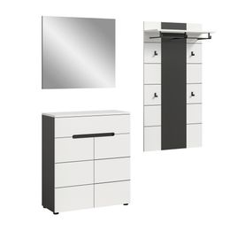 Garderobe CANU 3-teilig Grau, Wei&szlig;