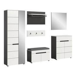 Garderobe CANU 6-teilig Grau, Wei&szlig;