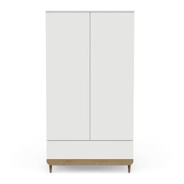 SCHRANK mit 2 T&uuml;ren, 1 Schublade, Dekor in Wei&szlig; und mittlerem Eichenholz 100,6/56,5/194 cm