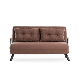 SCHLAFSOFA f&uuml;r 2 Personen mit Stoffbezug und Metallf&uuml;&szlig;en 133/50/41 cm