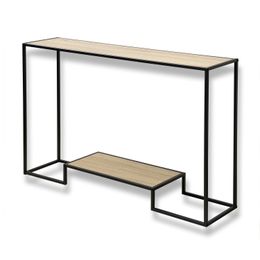 MODERNE Konsole mit 2 Regalebenen im Eiche Dekor L120cm