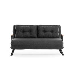 SCHLAFSOFA f&uuml;r 2 Personen mit Stoffbezug und Metallf&uuml;&szlig;en 133/50/41 cm