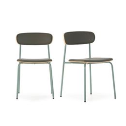 ST&Uuml;HLE 2er-Set aus Kunstleder mit Metallbeinen 45,5/78/52 cm