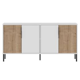 SIDEBOARD mit 4 T&uuml;ren, Dekor in Wei&szlig; und Saphir-Eiche 36/150/75 cm