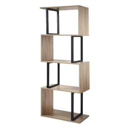B&Uuml;CHERREGAL mit 4 Ebenen, Holzdekor und Metallst&auml;ndern - H148cm