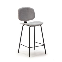 BARHOCKER (Set aus 2) aus Cordstoff mit schwarzen Metallbeinen - arus 44/50/65 cm