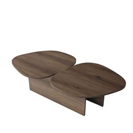 COUCHTISCH mit doppelter Platte in organischer Form 125/60/38 cm