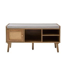SCHUHBANK 1 T&uuml;r mit Rattanfront und 3 offenen F&auml;chern L100 cm 39/100/49 cm