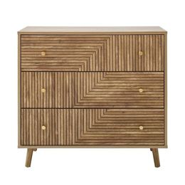 KOMMODE mit 3 Schubladen und Lamellenfronten - Eden 80/40/75 cm