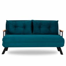 SCHLAFSOFA f&uuml;r 2 Personen mit Stoffbezug und Metallf&uuml;&szlig;en 133/50/41 cm