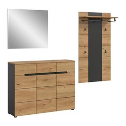 Garderobe CANU 3-teilig Eiche, Grau