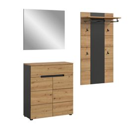 Garderobe CANU 3-teilig Eiche, Grau