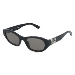 Miu Miu MU A03S | Damen-Sonnenbrille | Fassung: Vollrand, Geometrisch, Acetat, Schwarz | Glasfarbe: Grau